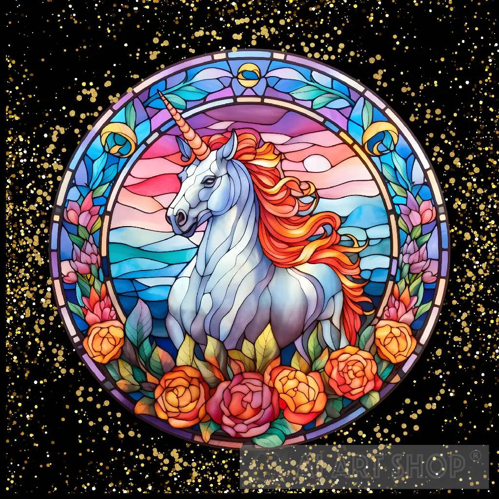 Unicorn In A Stained Glass, Unicorn, Unicorn Art, Stained Glass Mag...