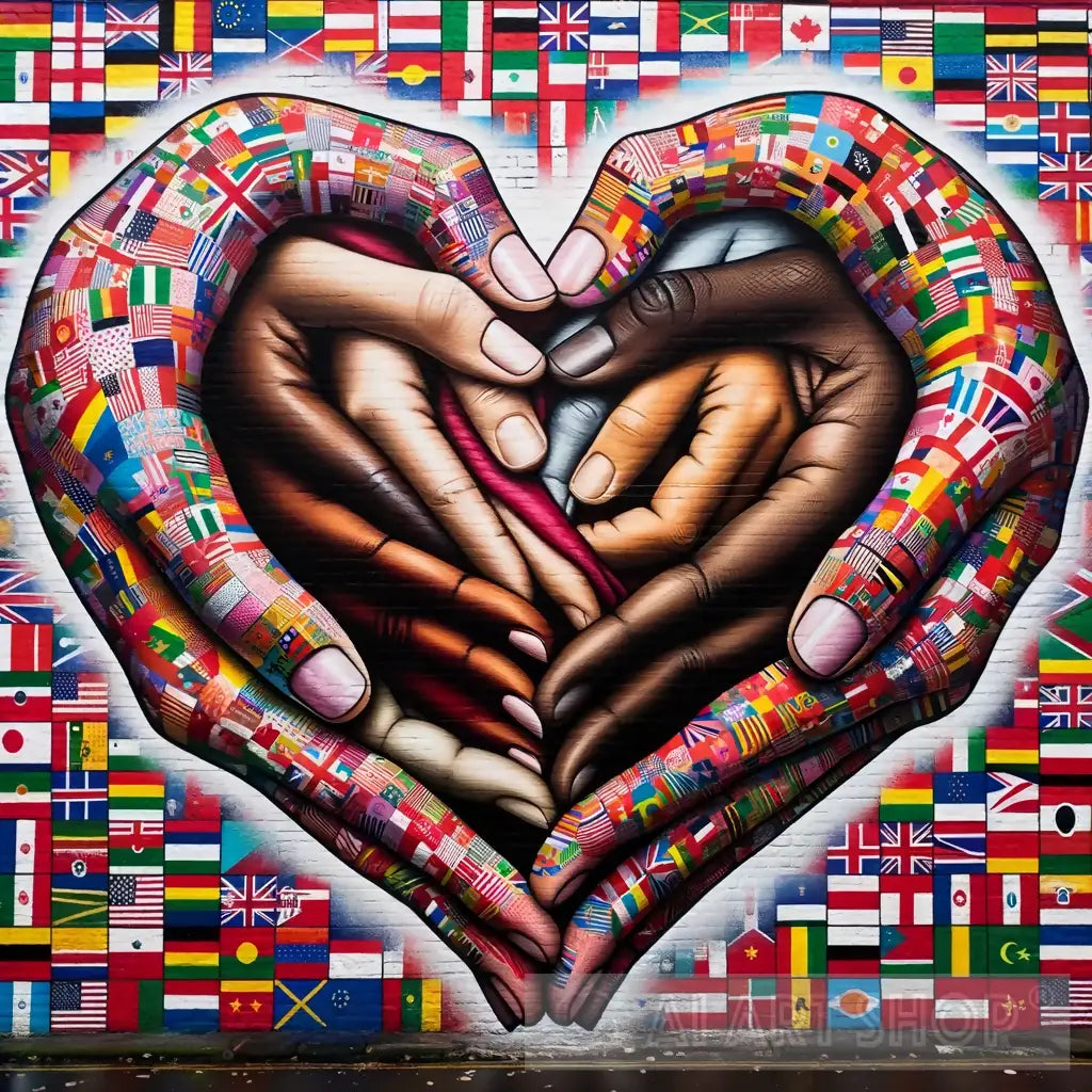 Street Art - Unity's Embrace: Hands of Harmony