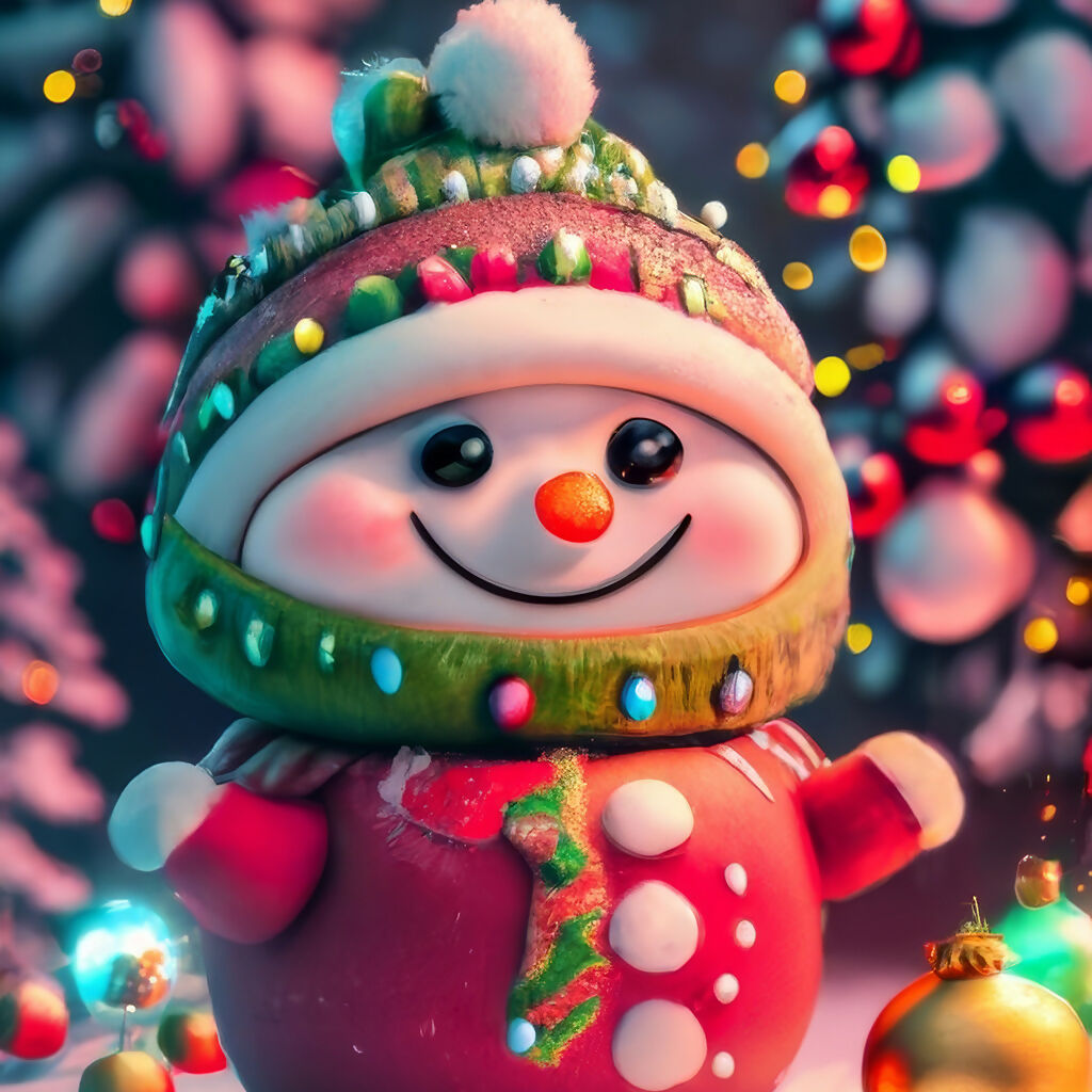 A charming, rosy-cheeked snowman figurine takes center stage in thi...