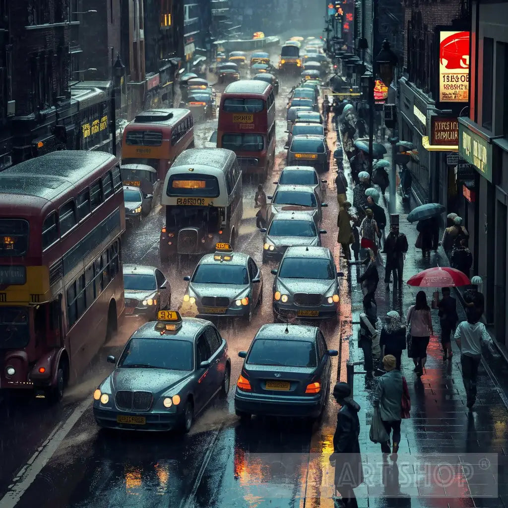 Urban Pulse: Hyperrealistic City Street Scene