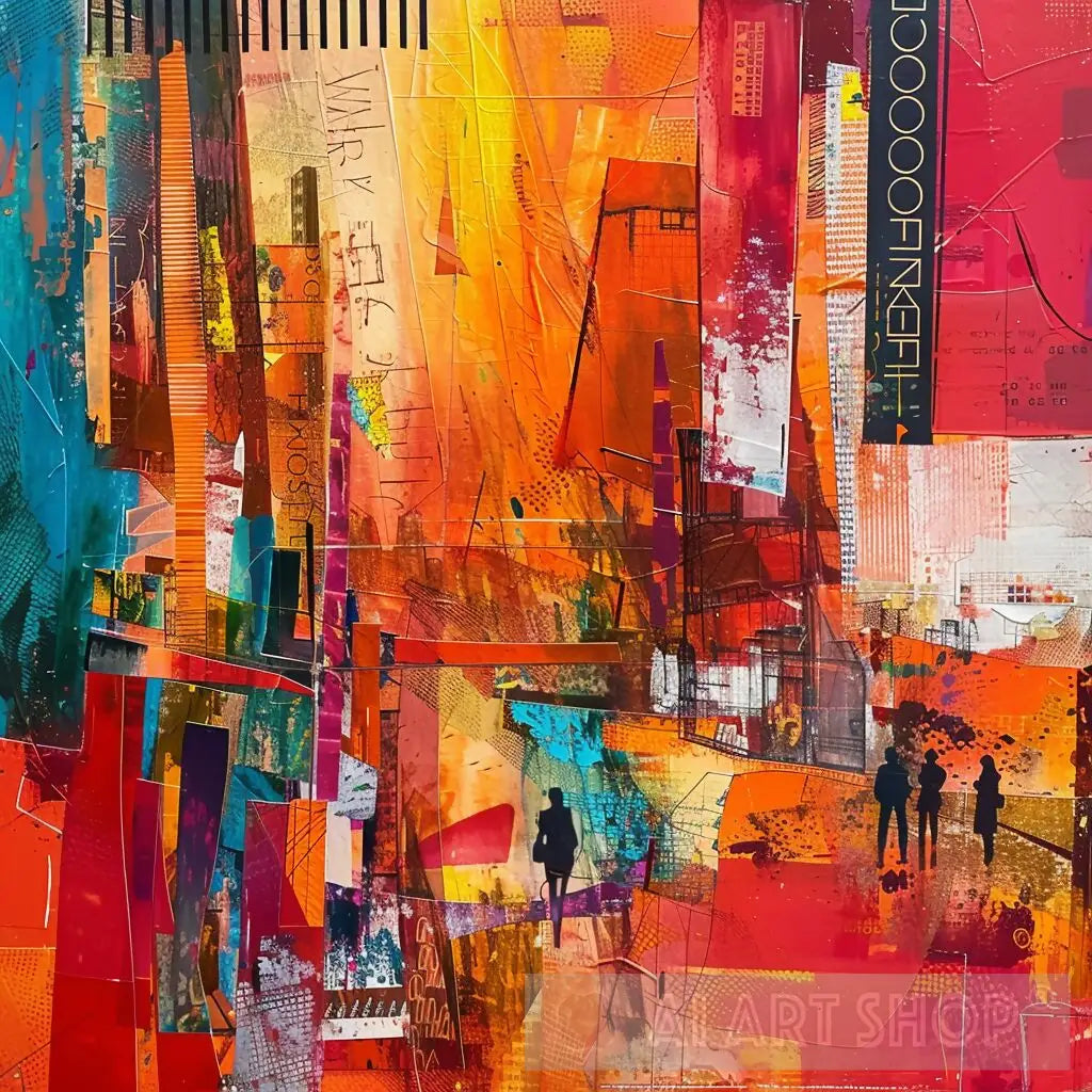 Urban Vibrance Collage - Contemporary Abstract Art