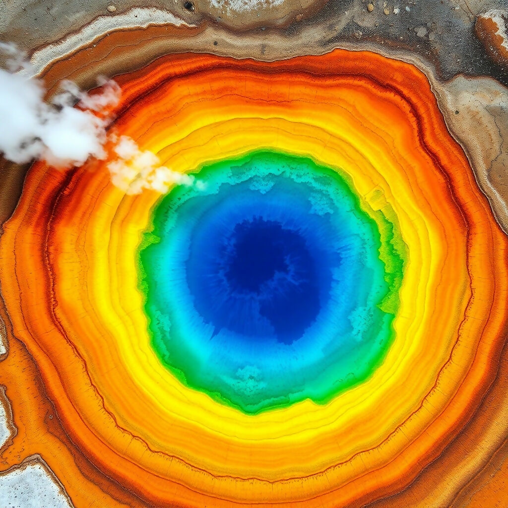 Rainbow Hot Spring Aerial View in Yellowstone