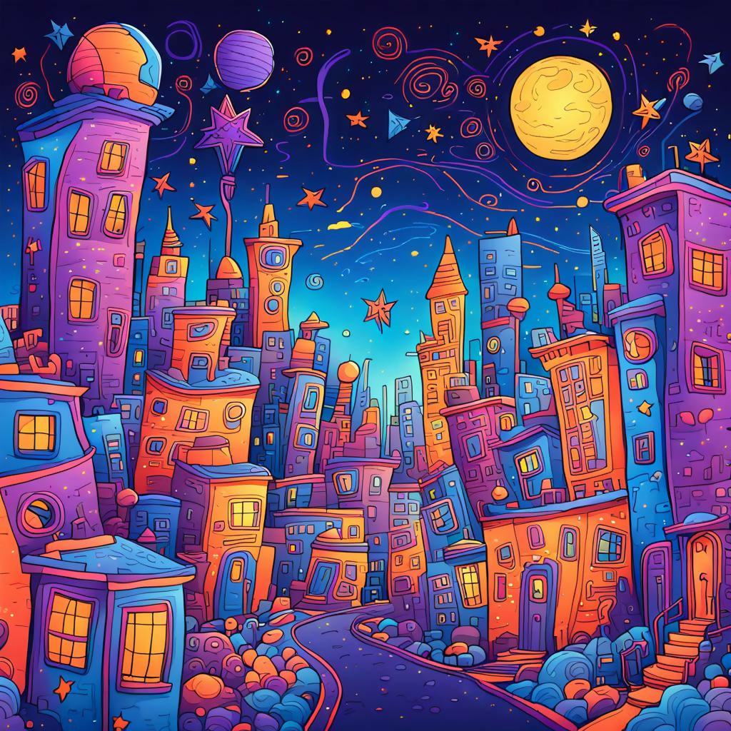 Wacky AI Art: A Doodle-Filled Urban Wonderland