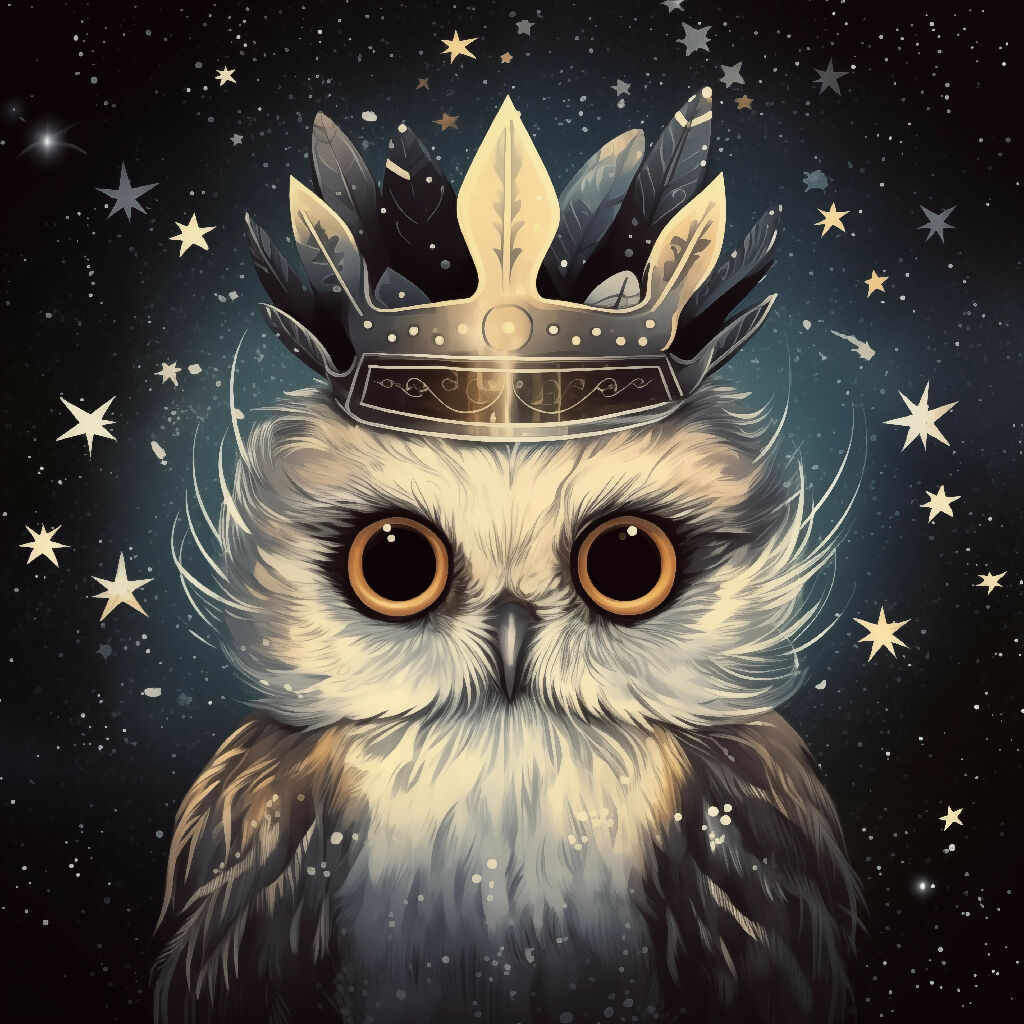 Fluffy Owl with Feathered Crown Portrait