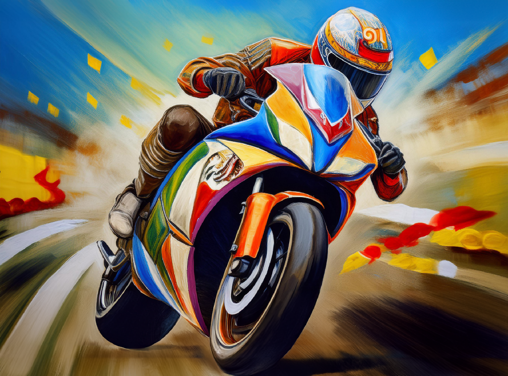 Inferno on Wheels- Neo- expressionist motor race painting- by oneir...