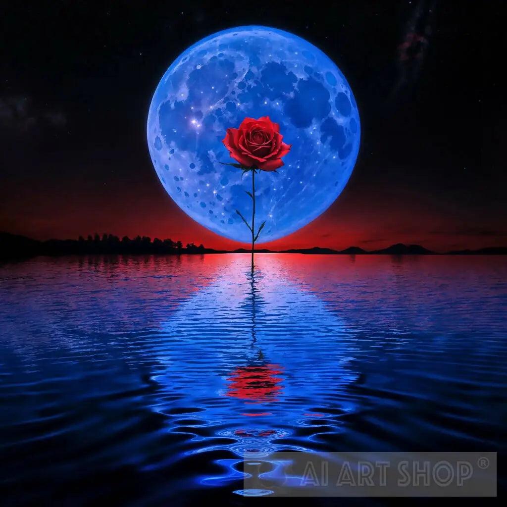Valentine's day, moon, flower, rose, colors, beauty, love