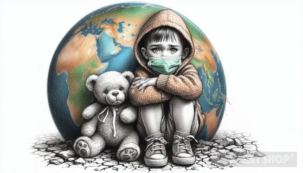 Social issue, child, drawing, pencil, contemporary