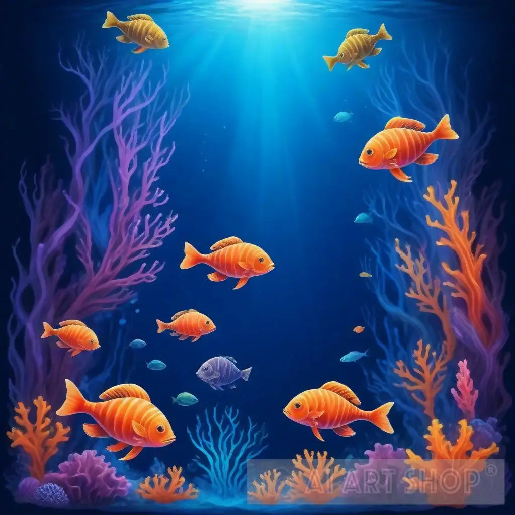Vibrant-sea-creatures-floating-in-a-deep-blue-unde