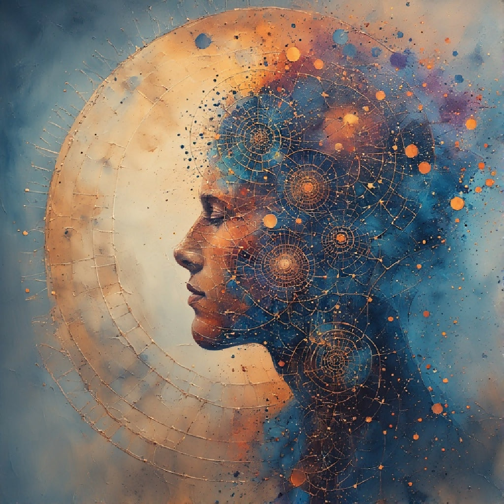 surreal portrait, abstract profile, cosmic art, neural network, man...