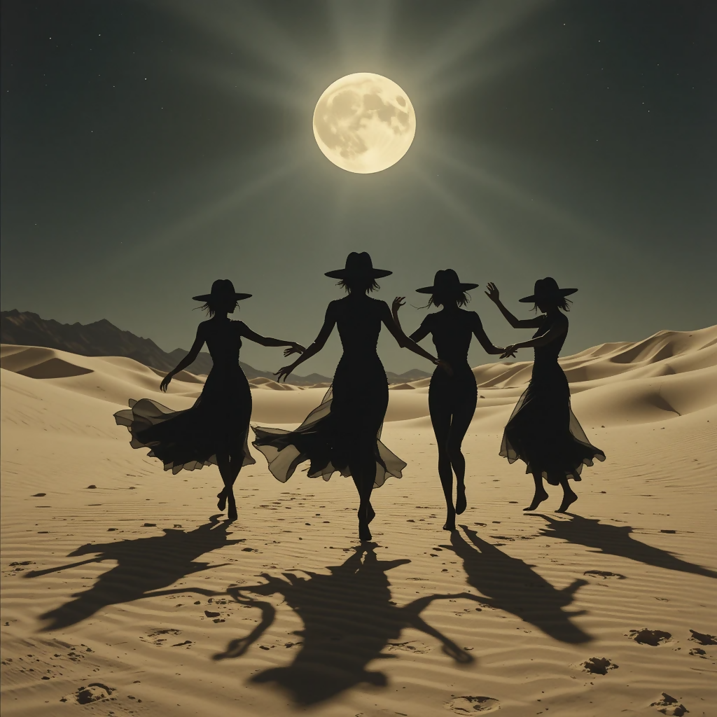 Desert Whispers: Dancing Shadows Under the Moon