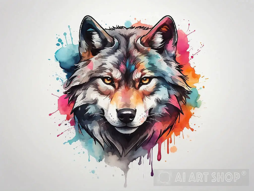 Wolf,wall art ,color wolf,beautiful
