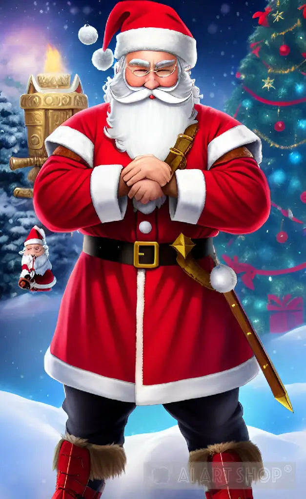 Warrior Santa Trading Card