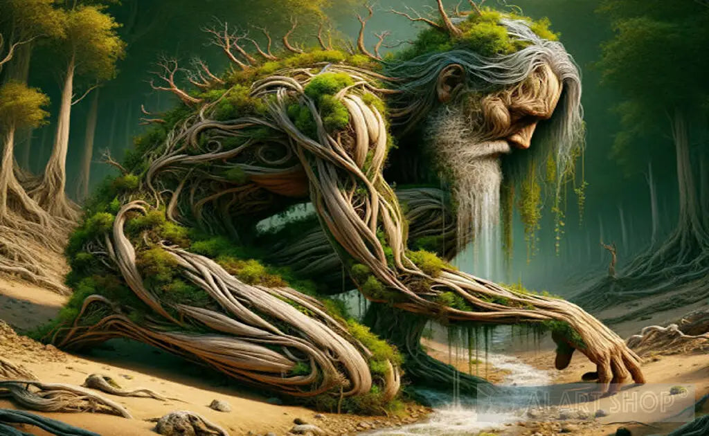 Waterfall from the mouth of a tree