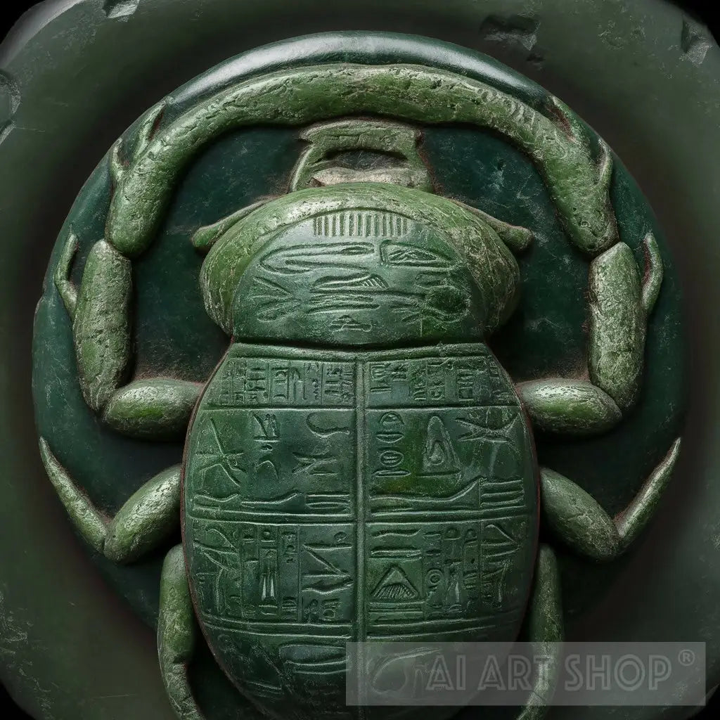 Ancient Egyptian Scarab Beetle Amulet - Hyperrealistic Close-Up