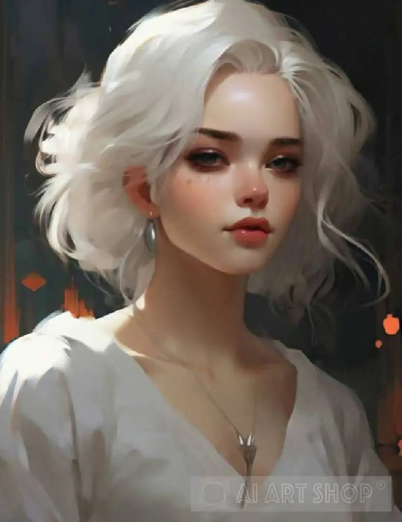 White haired girl portrait