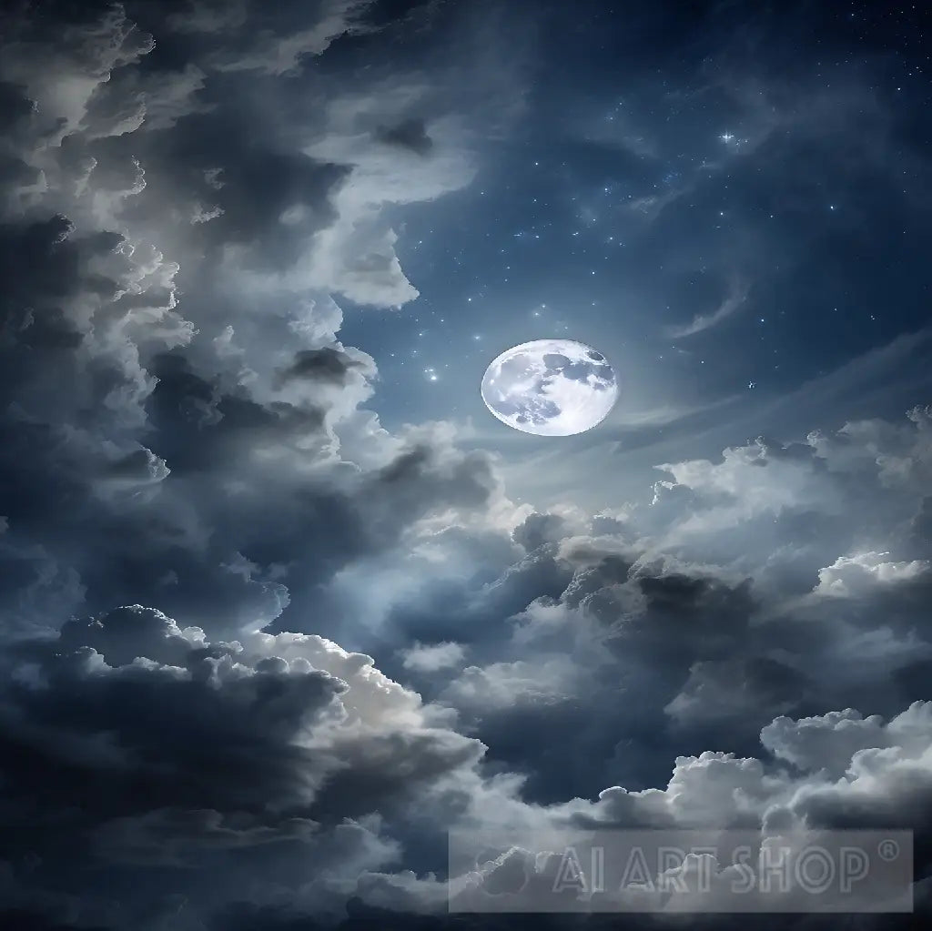 Mystical+White+Moon+Art+Print Celestial+White+Moon+Home+Decor Elega...