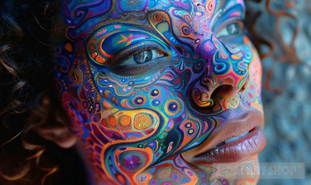 colours, artistic, art, face, dynamic, fantasy, make-up, paint, vib...