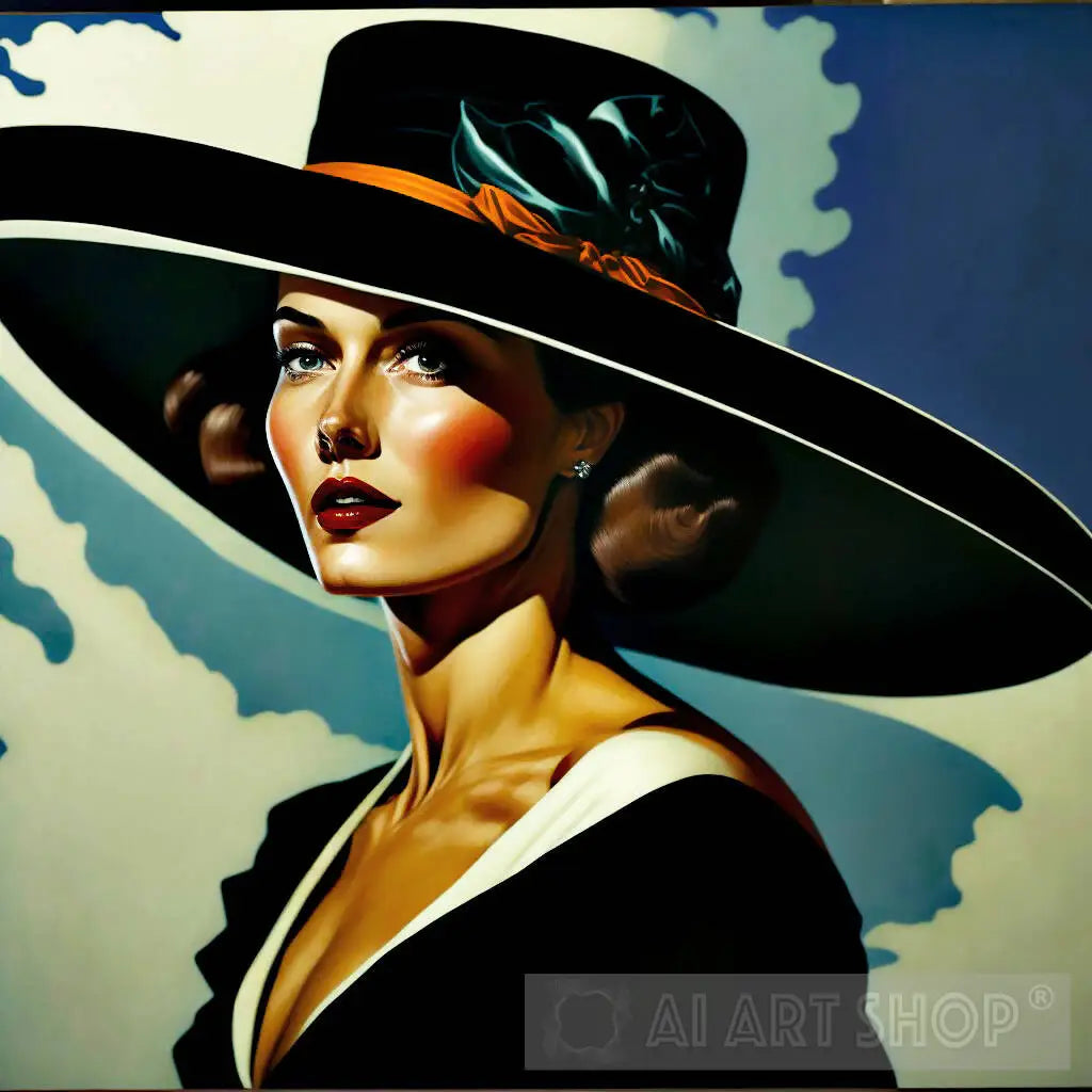 Woman wearing a hat, Art Deco Style