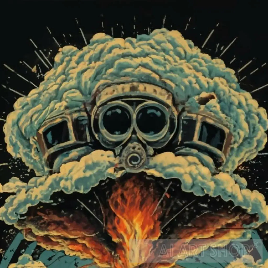 atomic explosion .Wooden hut. nature