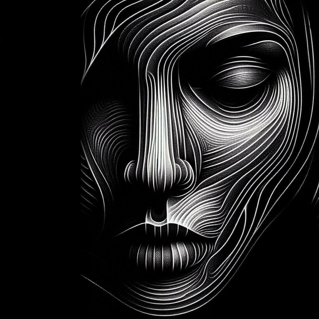 A close-up of a calm woman’s face