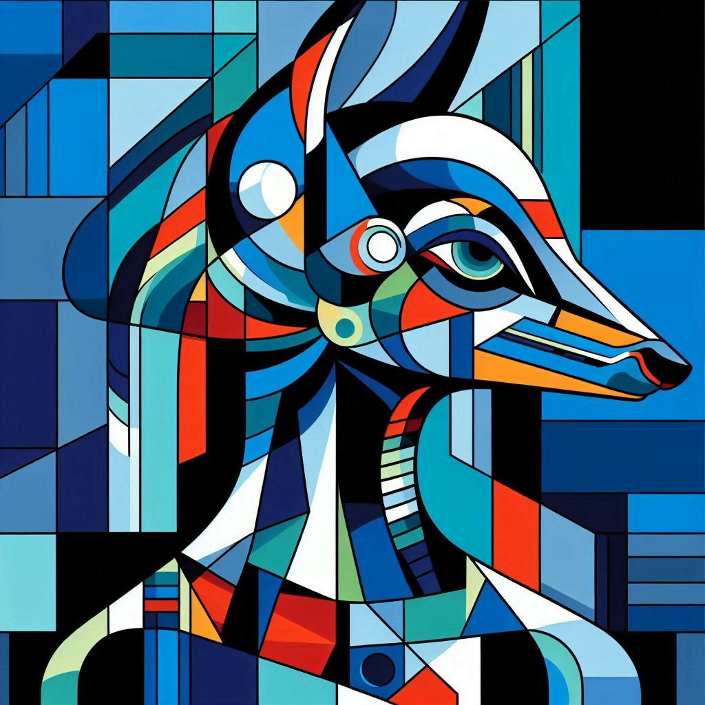 Abstract Cubist Thoth Portrait – Egyptian Art Print