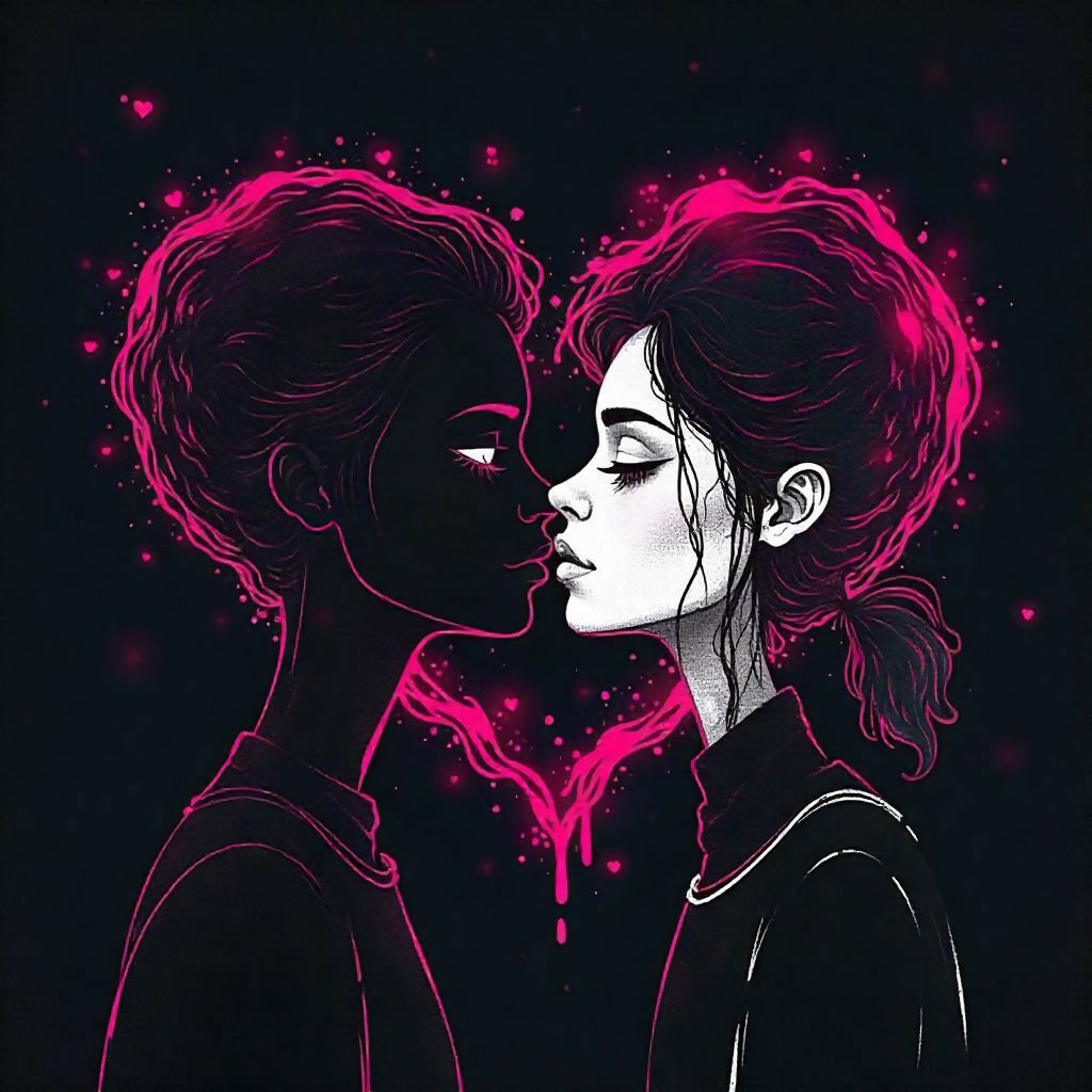Dark & Light Love – AI-Generated Romantic Gothic Art | AI Art Shop