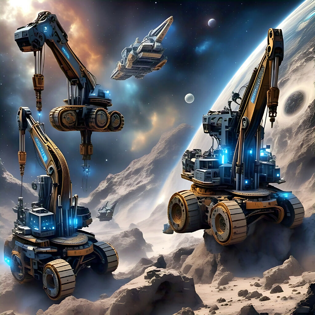 Cosmic Miners Surreal AI Art – Futuristic Space Robots & Alien ...
