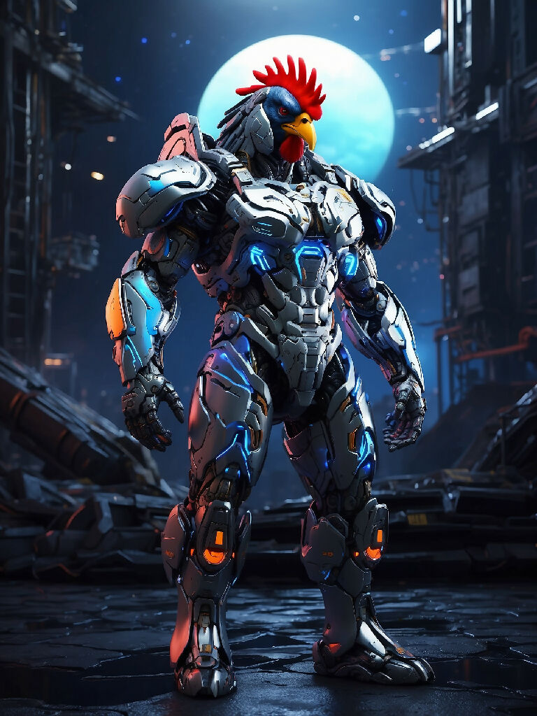 Rooster in cyborg body #4