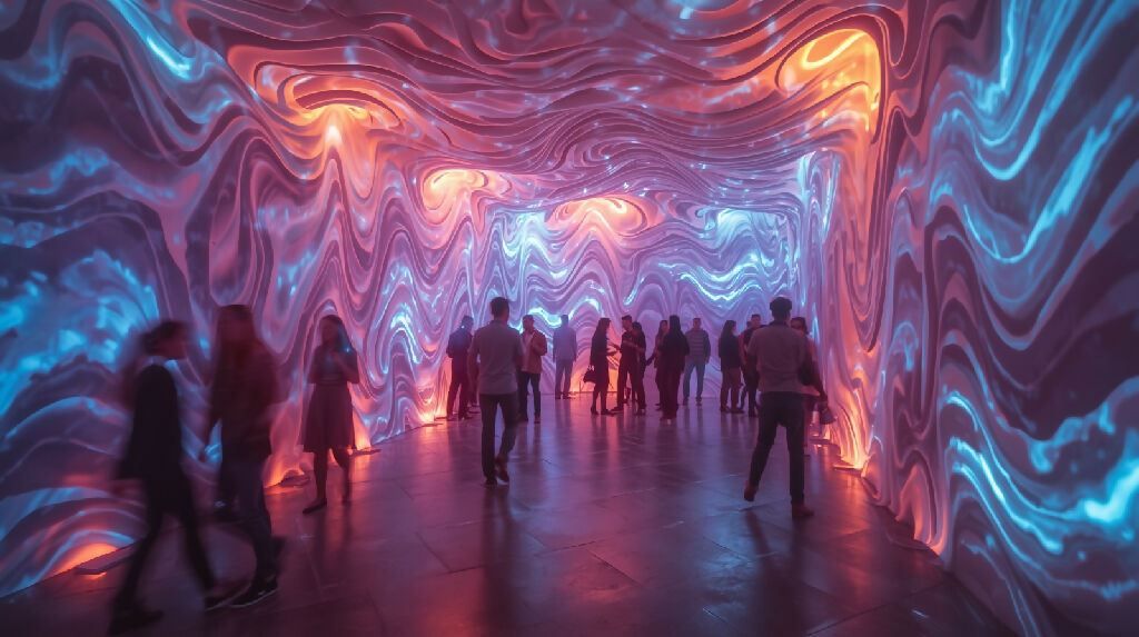 A surreal and vibrant cinematic photo of walls with emotive surfaces t