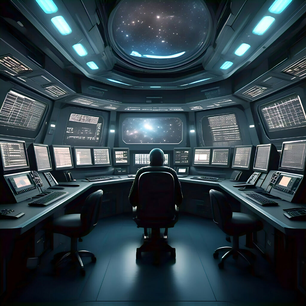 Galactic Command Center: Futuristic Space Control Room AI Art