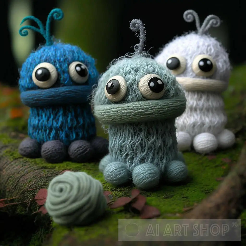 3 cute friends made of wool