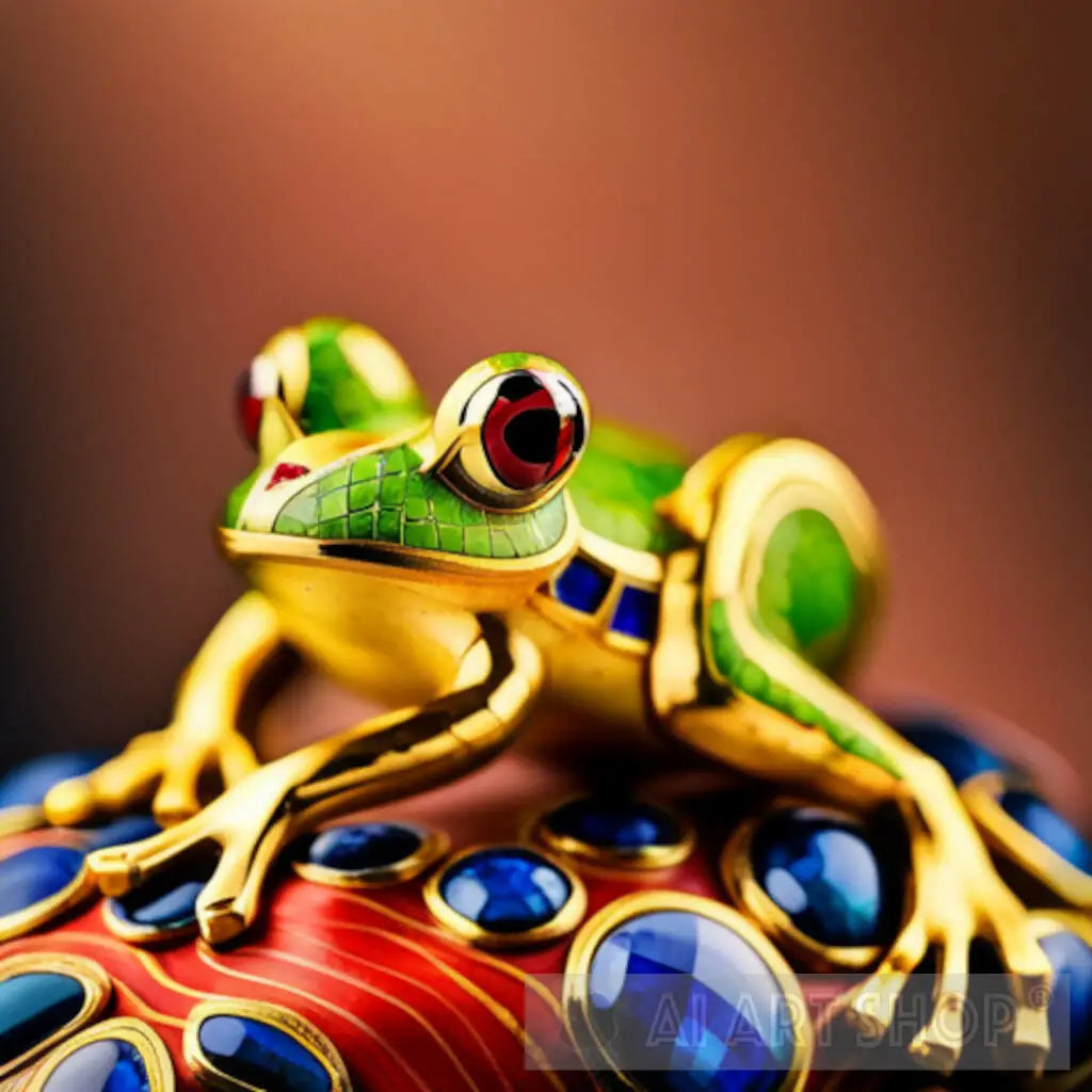 Golden frog art jewelry