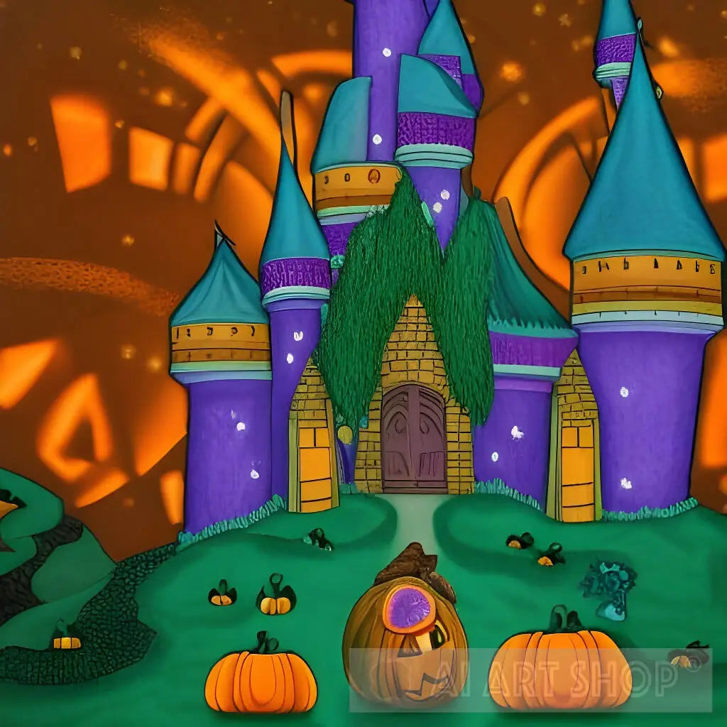 Castle in a Pumpkin AI Art. Digital Wall Art. Wall Decoration for a...