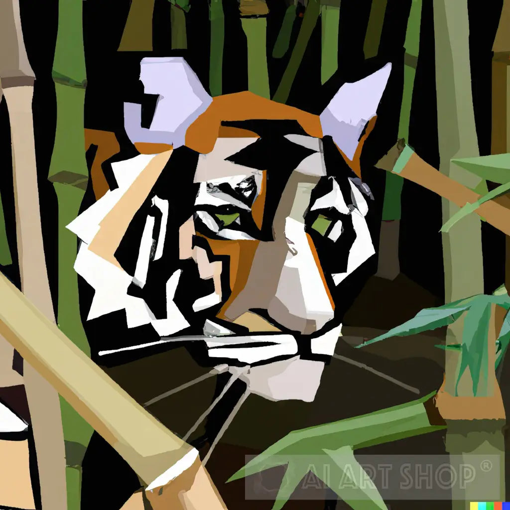 forest; grass; hidden; hiding; illustration; mammal; original; pain...