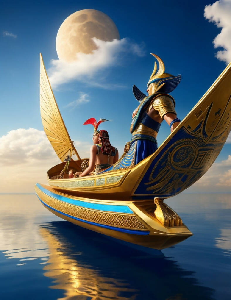 Ra The Egyptian God Ride Across The Sky And Water 1