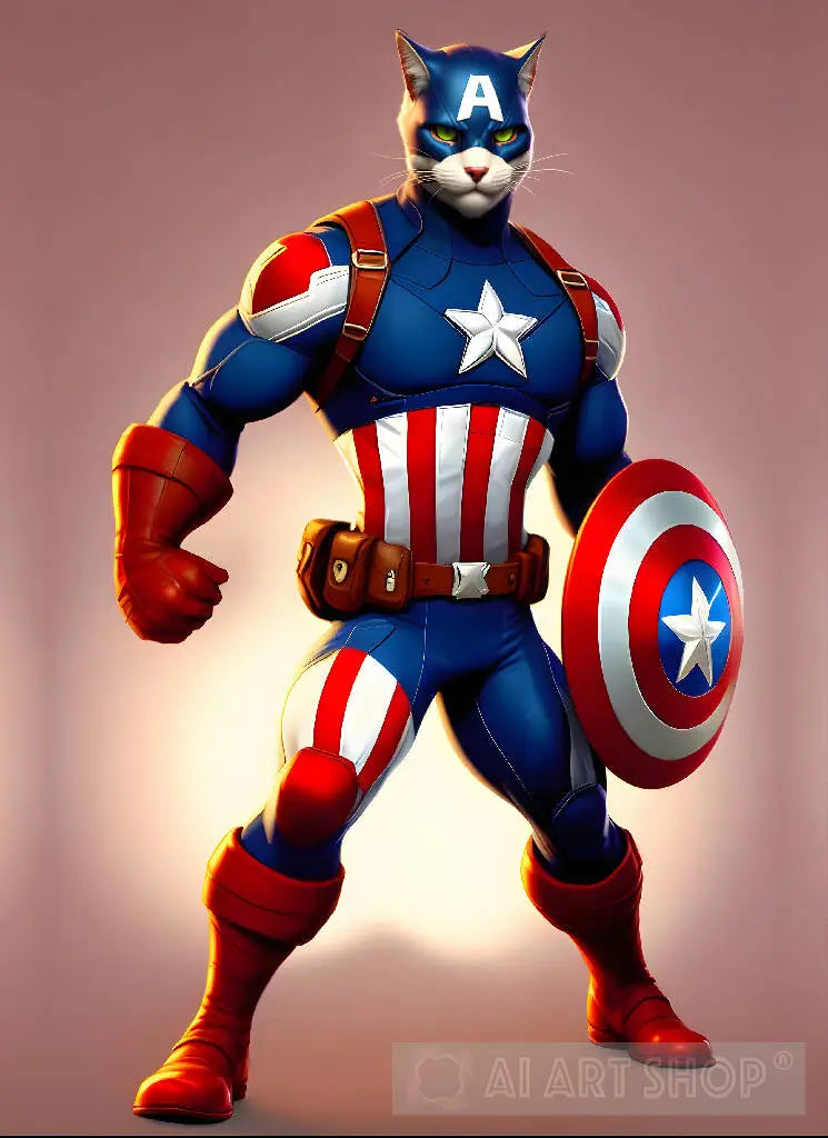 Feline Superhero Captain America