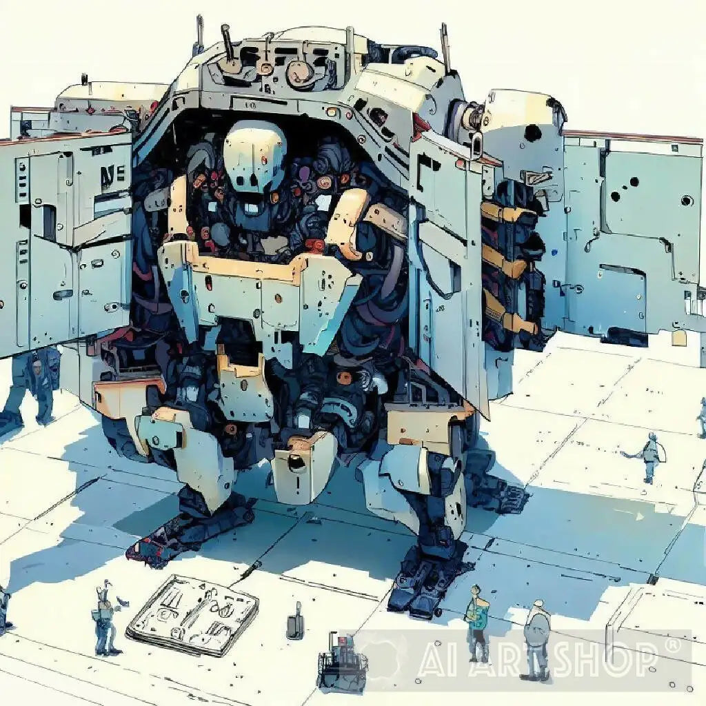 mech, mecha, repair, maintenance, hangar, scale, concept art