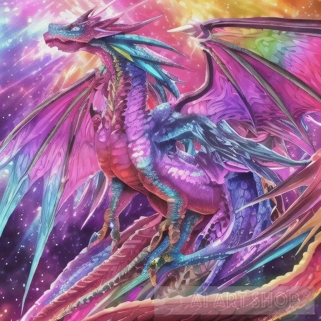 Dragons, rainbows, colorful, intricate