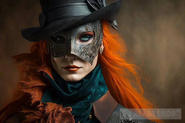 A gorgeous woman wearing an elaborate masquerade mask, generative ai