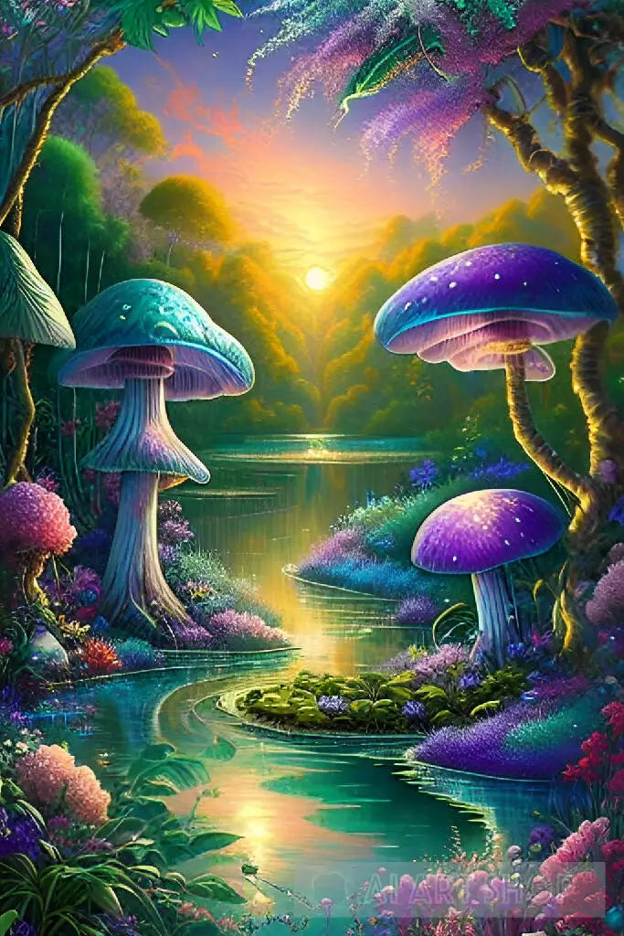Mushrooms, psychedelic, trippy, vivid