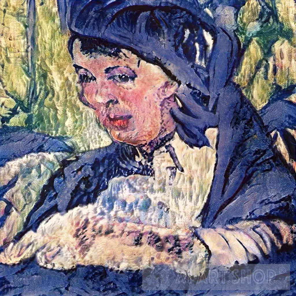 The Woman in the Blue Beret - AI Art Shop