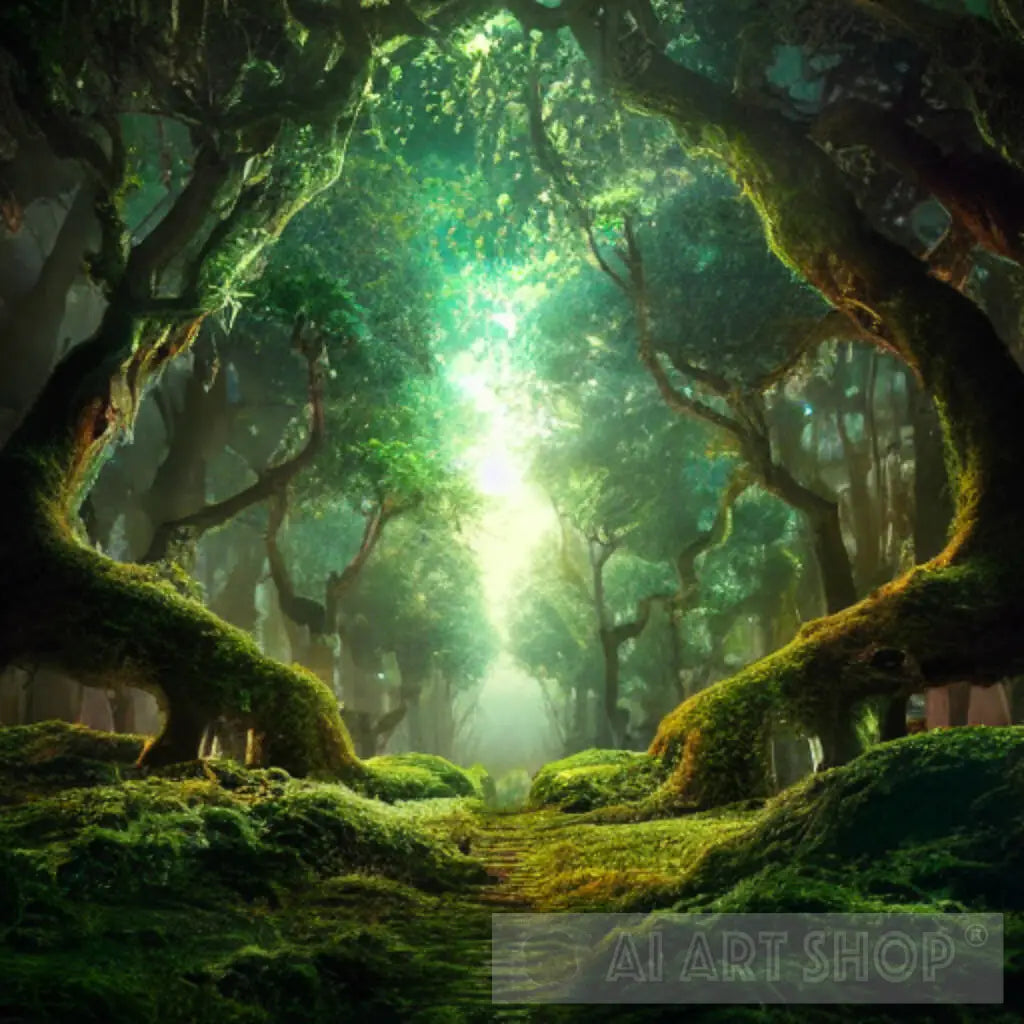 Trees in the middle of the forest landscape Generative AI